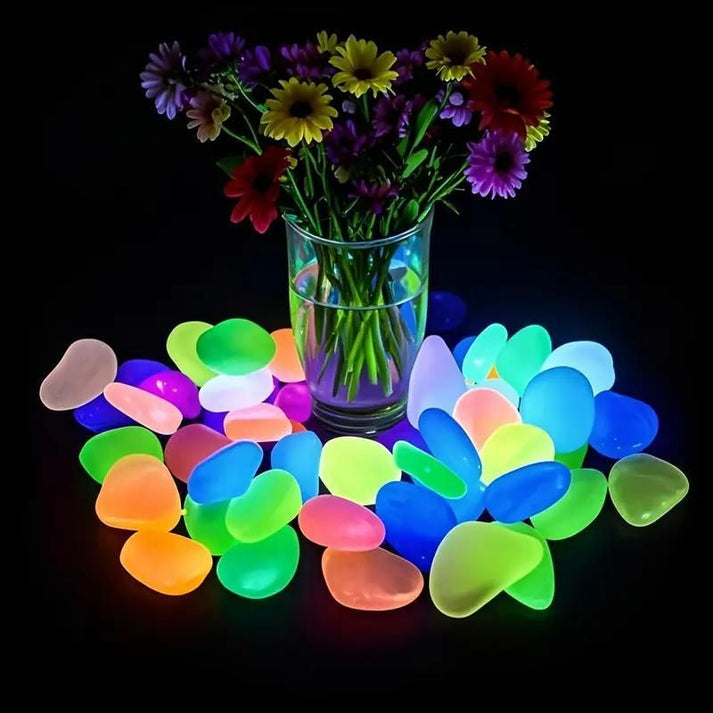 100pcs Artificial Mixed Color Glow Stones - Luminous Fluorescent Rocks ...